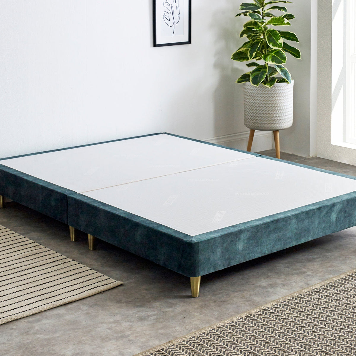 Low Divan Bed Base On Metal Bronze Legs | Divan Bed Warehouse