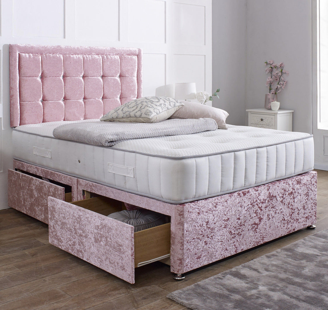 Aurora Divan Bed Set with Button Border Headboard | Divan Bed Warehouse