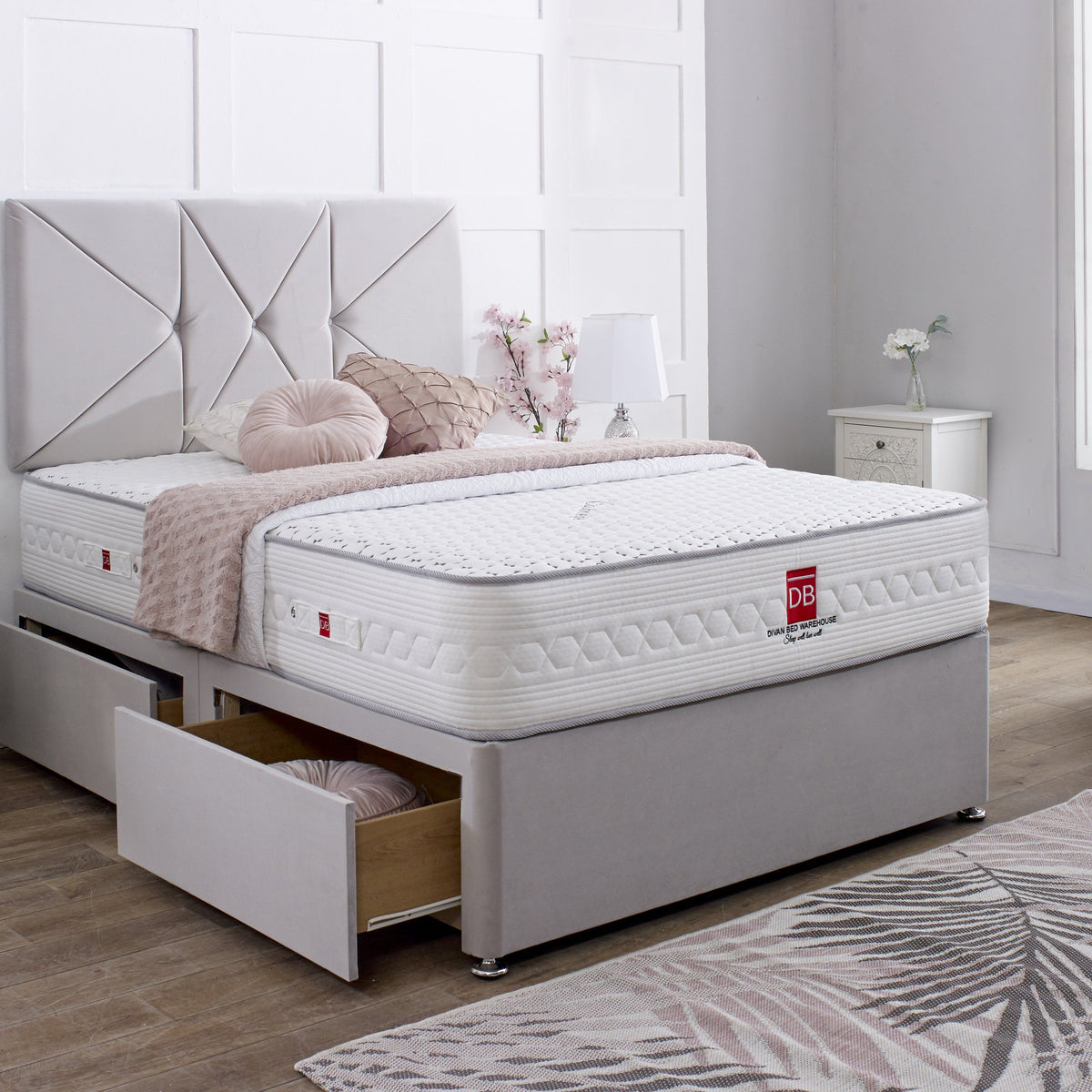 Prague Divan Bed Set with Button Headboard – Divan Bed Warehouse